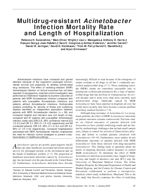(PDF) Multidrug-Resistant Acinetobacter Infections: An Emerging ...