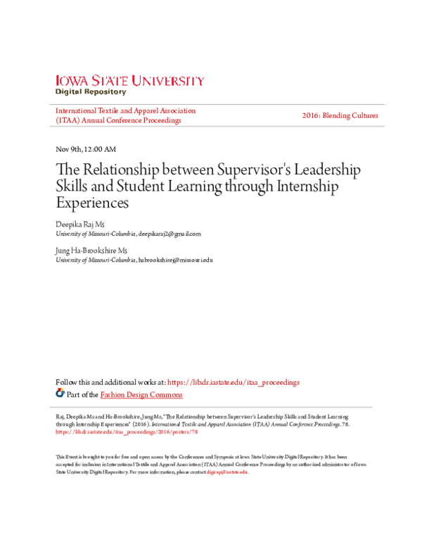 (PDF) The Relationship between Supervisor\u27s Leadership Skills and ...