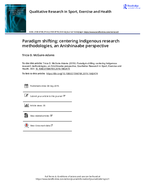 (PDF) Paradigm shifting: centering Indigenous research methodologies ...
