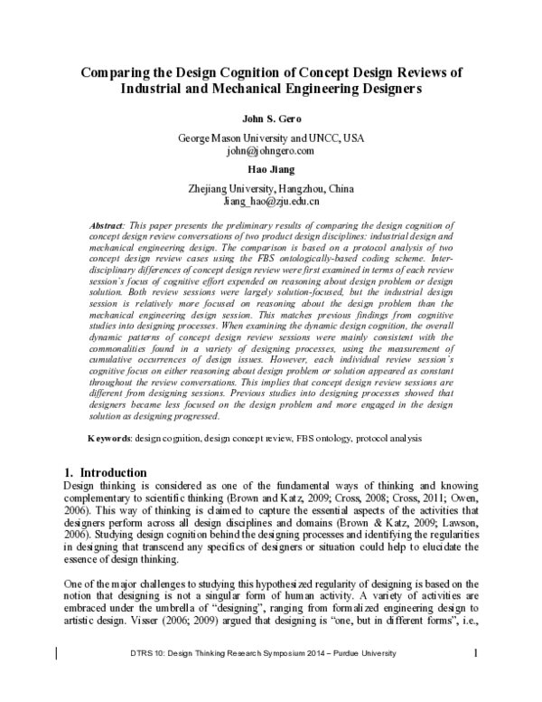 (PDF) Comparing the Design Cognition of Concept Design Reviews of ...