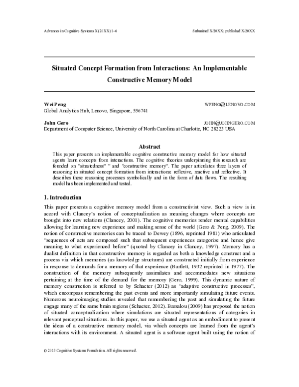(PDF) Situated Concept Formation from Interactions: An Implementable ...