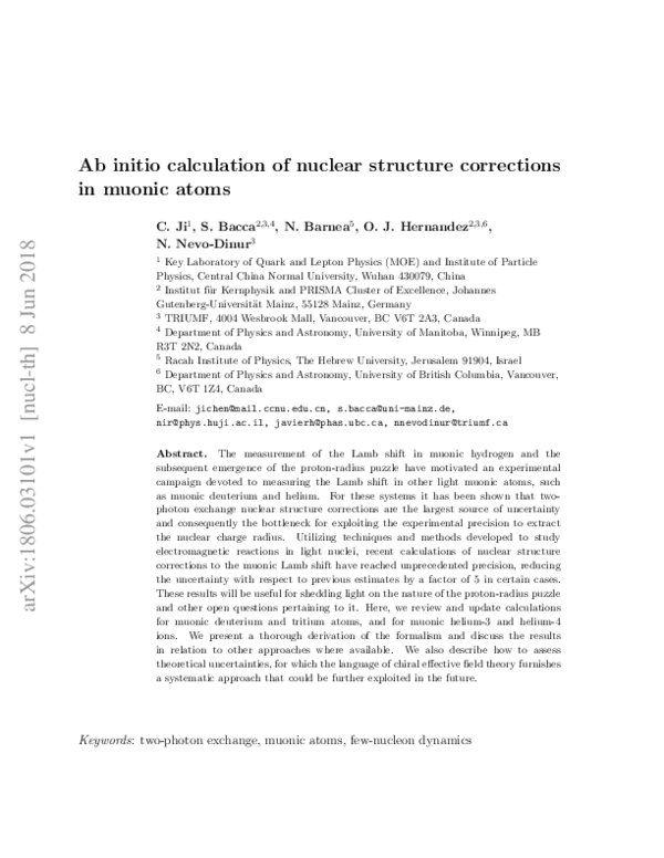 (PDF) Ab initio calculation of nuclear-structure corrections in muonic atoms