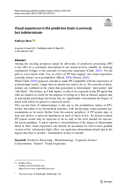(PDF) Visual experience in the predictive brain is univocal, but ...