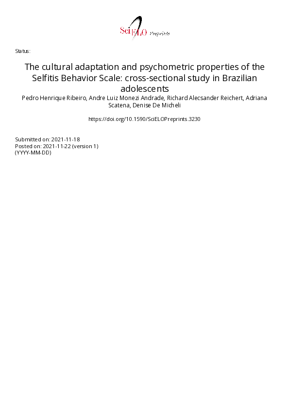(PDF) The cultural adaptation and psychometric properties of the ...