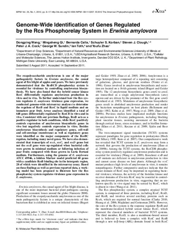 (PDF) Genome-Wide Identification of Genes Regulated by the Rcs ...
