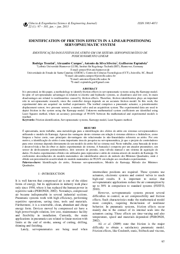 (PDF) Identification of friction effects in a linear positioning servopneumatic system