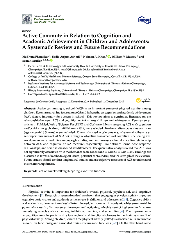 (PDF) Active Commute in Relation to Cognition and Academic Achievement ...