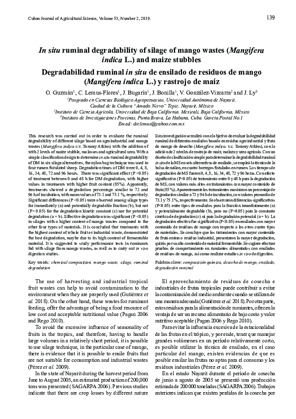 (PDF) In situ ruminal degradability of silage of mango wastes ...