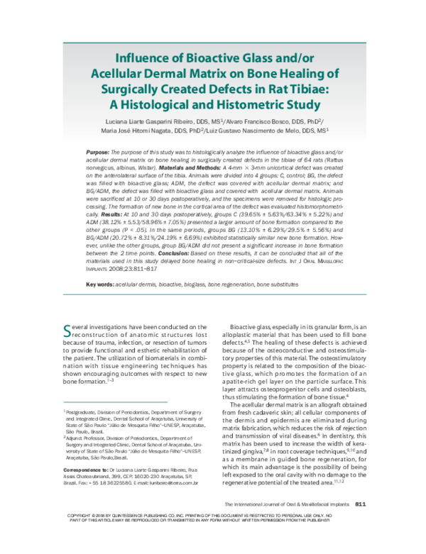 (PDF) Influence of bioactive glass and/or acellular dermal matrix on ...