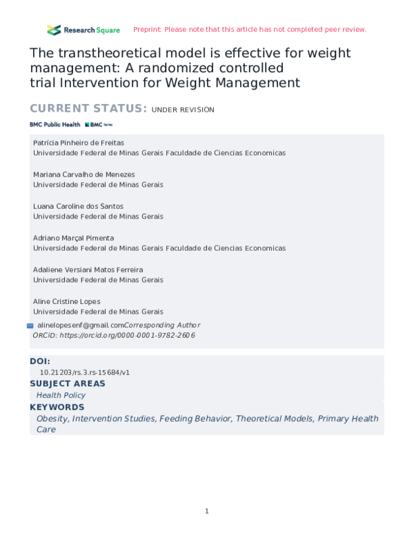 (PDF) The transtheoretical model is effective for weight management: A ...