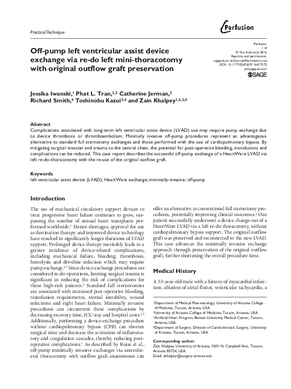 (PDF) Off-pump left ventricular assist device exchange via re-do left ...