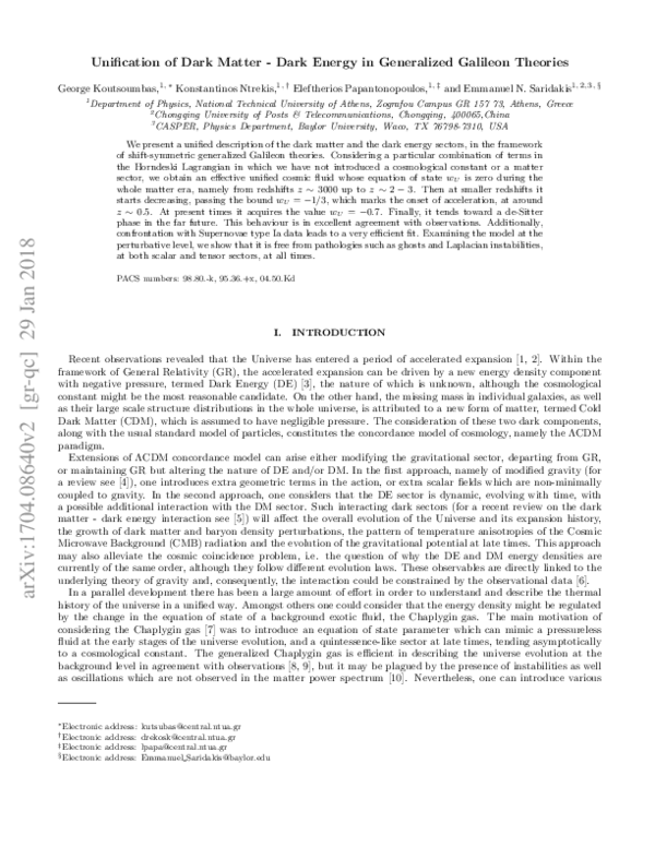 (PDF) Unification of dark matter-dark energy in generalized Galileon ...