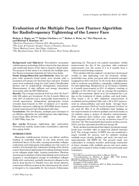(PDF) Evaluation of the multiple pass, low fluence algorithm for ...