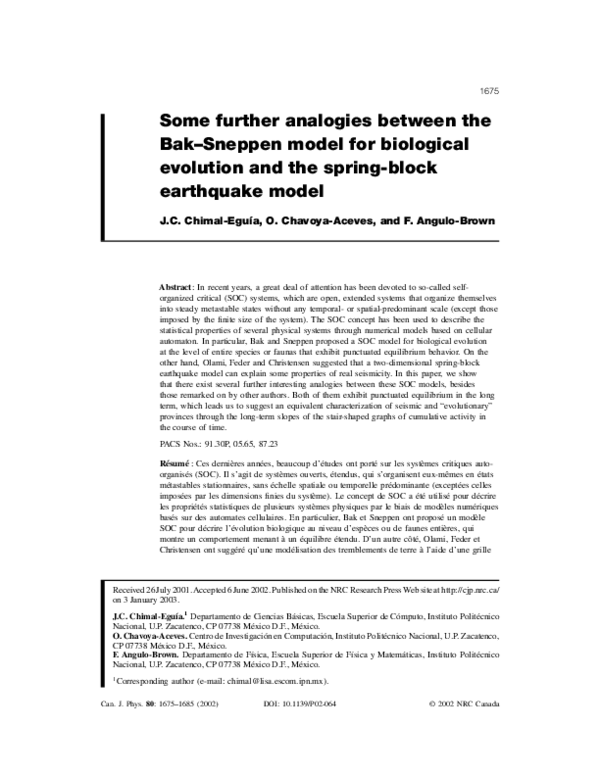 (PDF) Some further analogies between the Bak-Sneppen model for ...