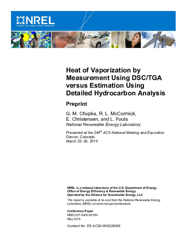 (PDF) Heat of Vaporization by Measurement Using DSC/TGA versus ...