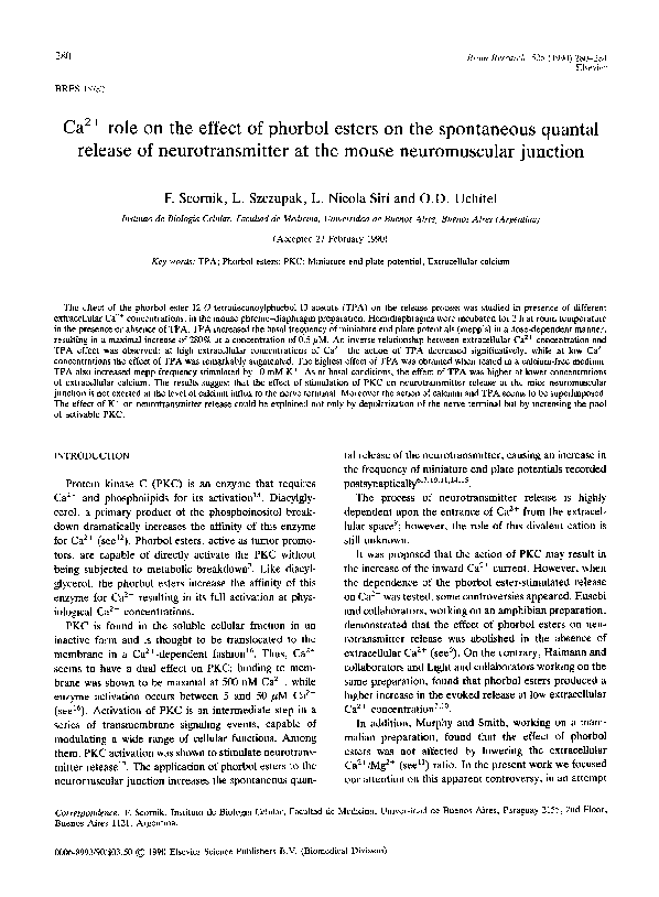 (PDF) Ca2+ role on the effect of phorbol esters on the spontaneous ...