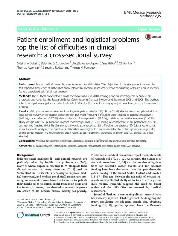 (PDF) Patient enrollment and logistical problems top the list of ...