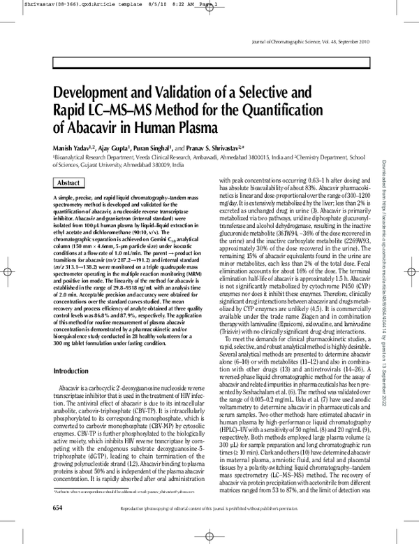 (PDF) Development and Validation of a Selective and Rapid LC-MS-MS Method for the Quantification ...