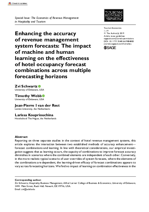 (PDF) Enhancing the accuracy of revenue management system forecasts ...