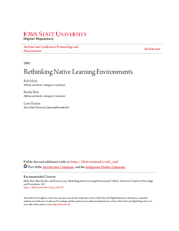 (PDF) Rethinking Native Learning Environments