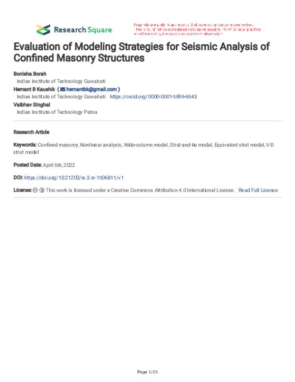 (PDF) Evaluation of Modeling Strategies for Seismic Analysis of Confined Masonry Structures