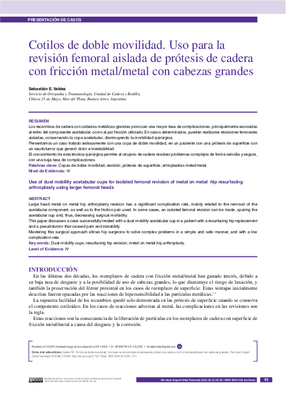 (PDF) Cotilos de doble movilidad. Uso para la revisión femoral aislada ...
