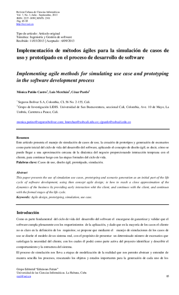 (PDF) Implementación de métodos ágiles para la simulación de casos de ...