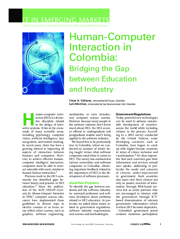 (PDF) Human-Computer Interaction in Colombia: Bridging the Gap between ...