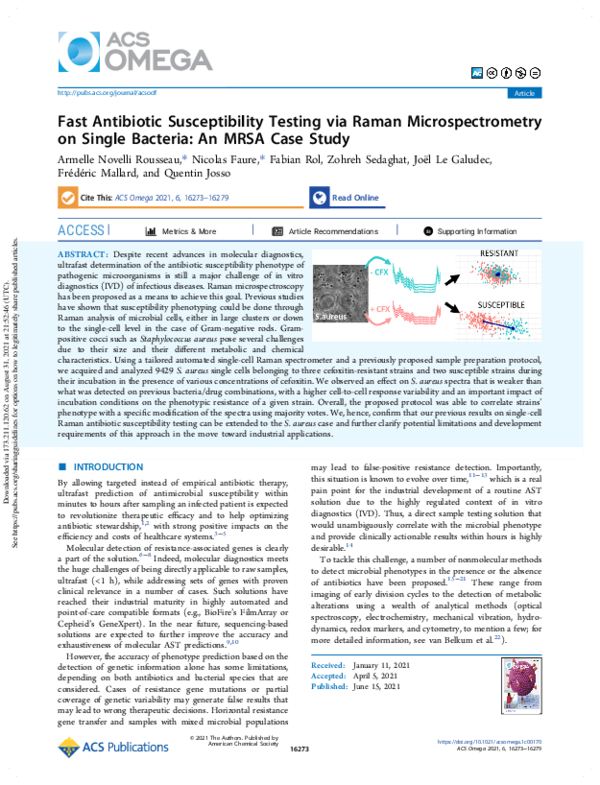(PDF) Fast Antibiotic Susceptibility Testing via Raman ...