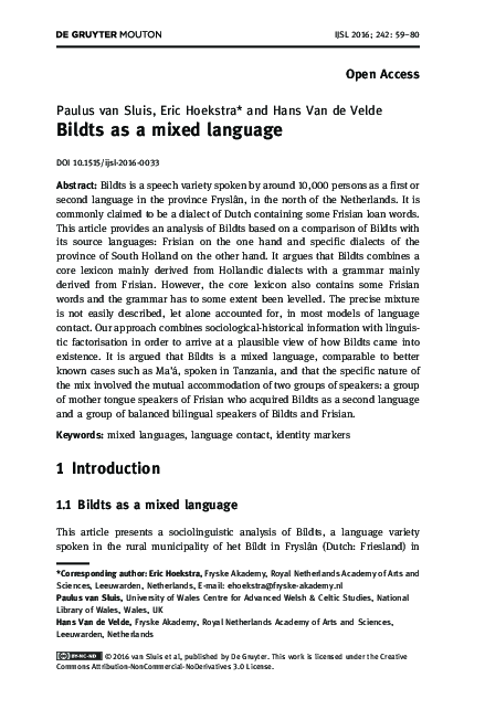 (PDF) Bildts as a mixed language
