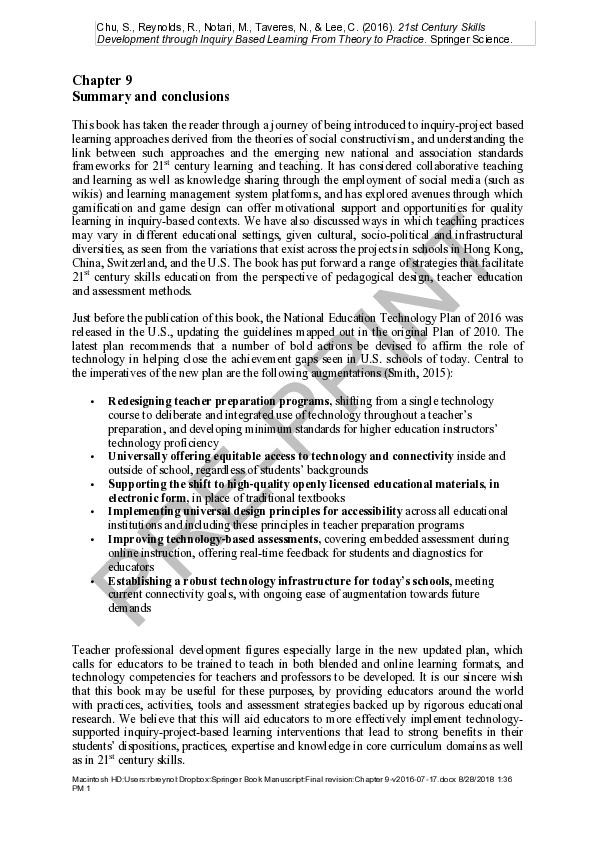 (PDF) Chapter9 Summary and conclusions: 21st Century Skills Development through Inquiry Based ...