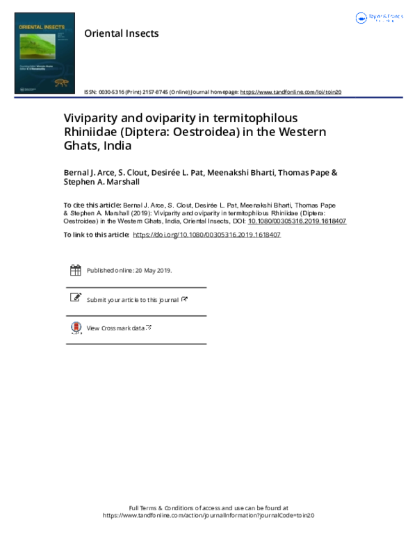 (PDF) Viviparity and oviparity in termitophilous Rhiniidae (Diptera ...