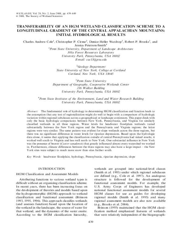 (PDF) Transferability of an HGM wetland classification scheme to a ...