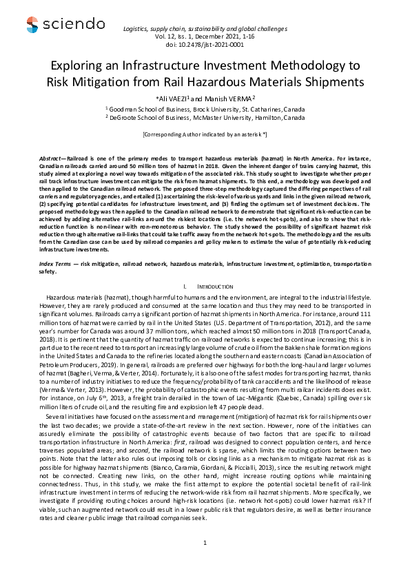 (PDF) Exploring an Infrastructure Investment Methodology to Risk ...