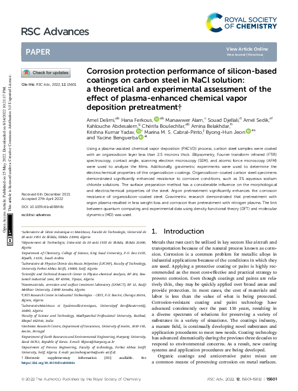 (PDF) Corrosion protection performance of silicon-based coatings on ...