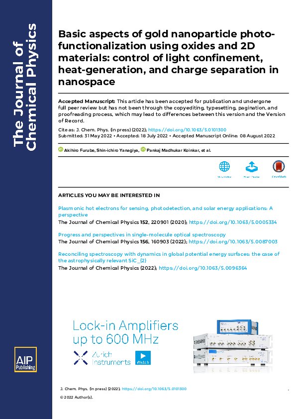 (PDF) Basic aspects of gold nanoparticle photo-functionalization using ...
