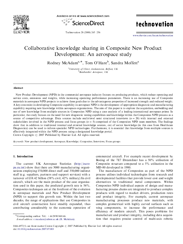 (PDF) Collaborative knowledge sharing in Composite New Product Development: An aerospace study