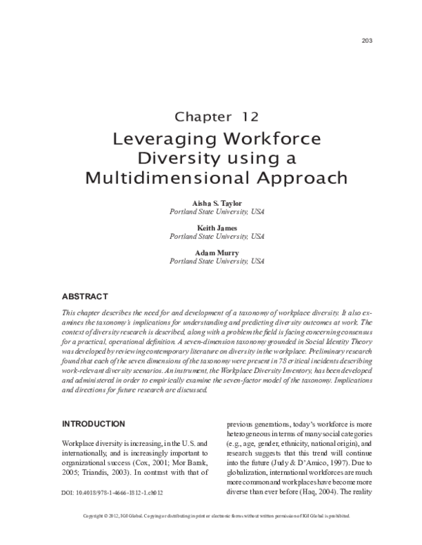 (PDF) Leveraging Workforce Diversity using a Multidimensional Approach