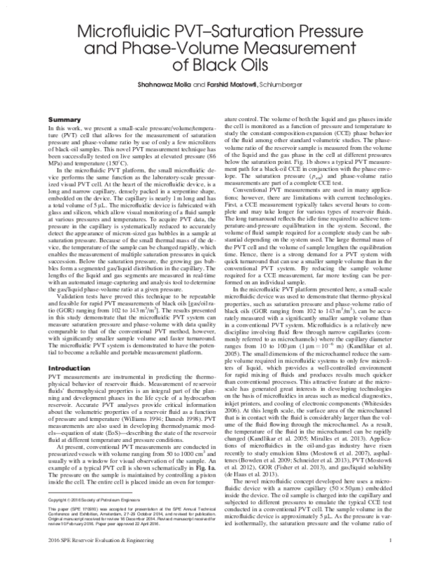 (PDF) Microfluidic PVT--Saturation Pressure and Phase-Volume ...