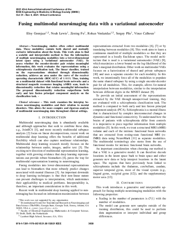 Pdf Fusing Multimodal Neuroimaging Data With A Variational Autoencoder Noah Lewis 