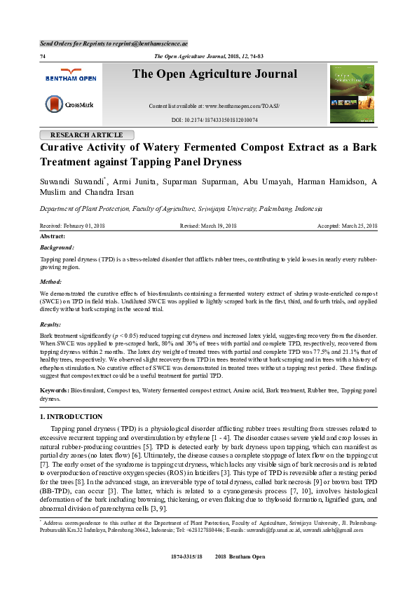 (PDF) Curative Activity of Watery Fermented Compost Extract as a Bark ...