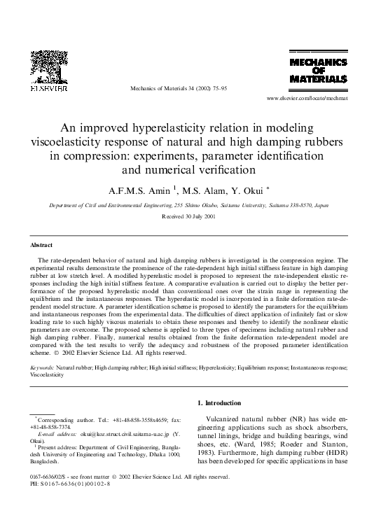 (PDF) An improved hyperelasticity relation in modeling viscoelasticity response of natural and ...