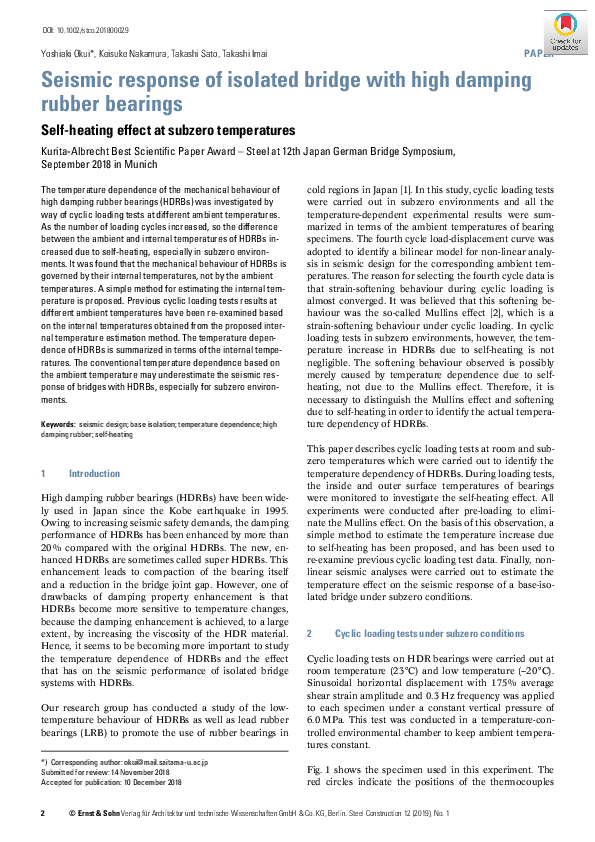 (PDF) Seismic response of isolated bridge with high damping rubber ...