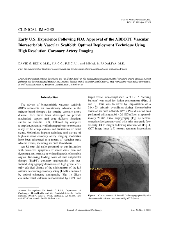 (PDF) Early U.S. Experience Following FDA Approval of the ABBOTT ...