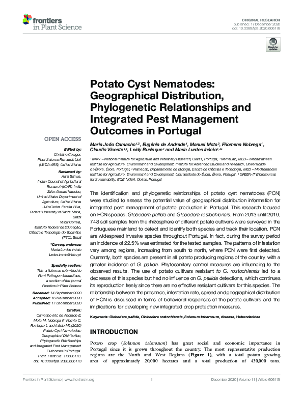 (PDF) Potato Cyst Nematodes: Geographical Distribution, Phylogenetic ...