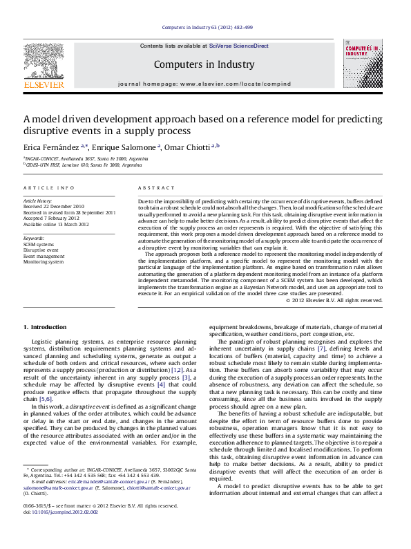 Pdf A Model Driven Development Approach Based On A Reference Model For Predicting Disruptive 4161