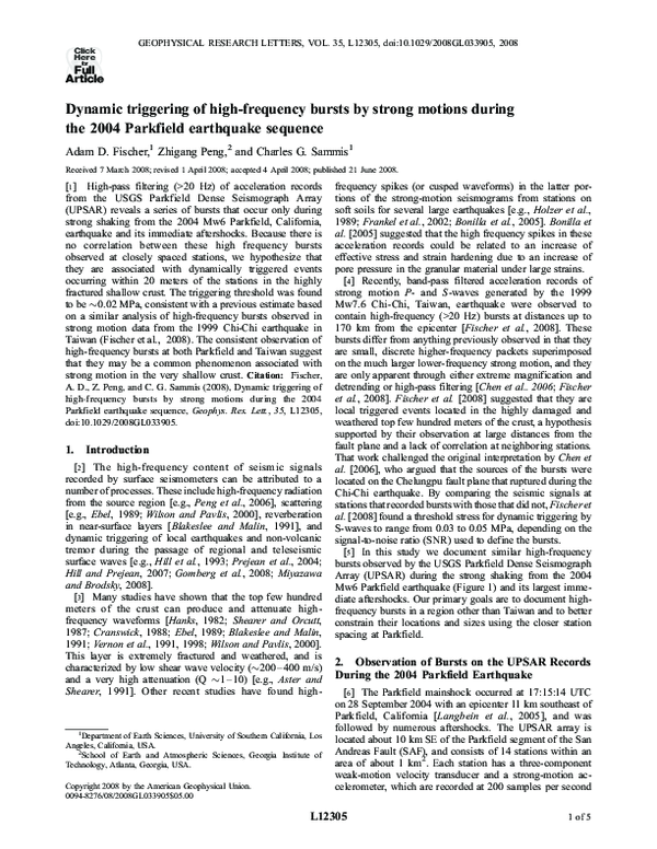 (PDF) Dynamic triggering of high-frequency bursts by strong motions ...