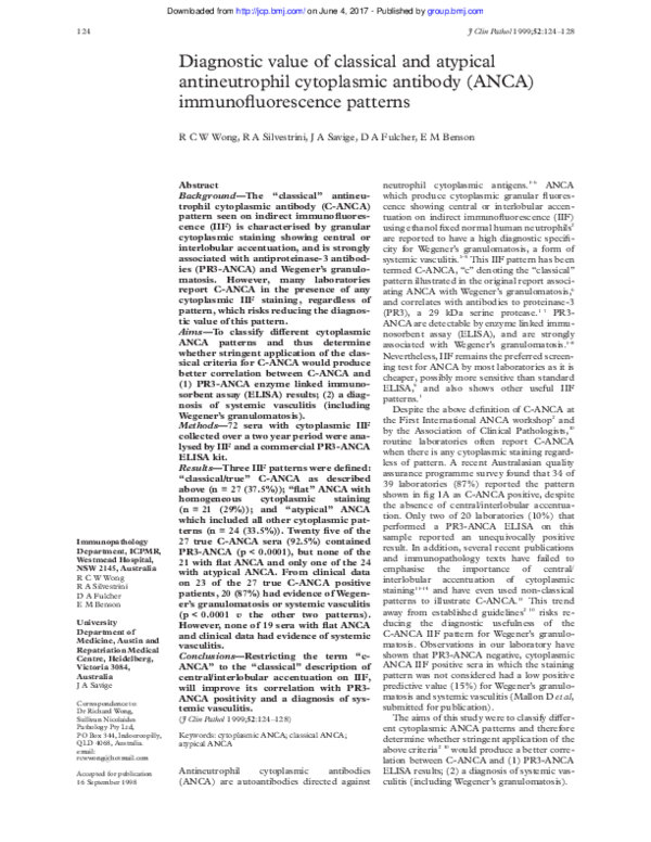 (PDF) Diagnostic value of classical and atypical antineutrophil ...