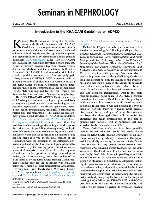 (PDF) Introduction to the KHA-CARI Guidelines on ADPKD