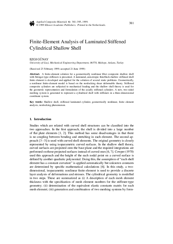 (PDF) Finite-Element Analysis of Laminated Stiffened Cylindrical ...